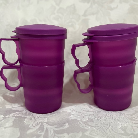 Tupperware | Kitchen | Nwot Tupperware Purple Mug Set With Seals Oz 4 ...